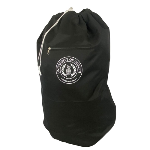University of Guelph Bookstore - Black Circle Crest Laundry Bag Backpack